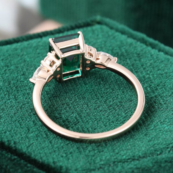 Emerald Cut Emerald Engagement Ring Promise Gift For Women - MollyJewelryUS