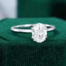 White Gold Oval Moissanite Double Claw Prong Solitaire Engagement Ring ...