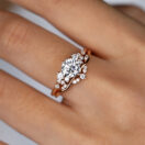 Snowdrift Moissanite Engagement Ring Set – Round Cut Cluster Bridal Set ...