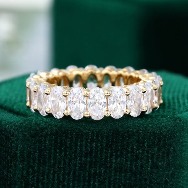 TCW 6CT Oval Cut Moissanite Eternity Wedding Band - MollyJewelryUS
