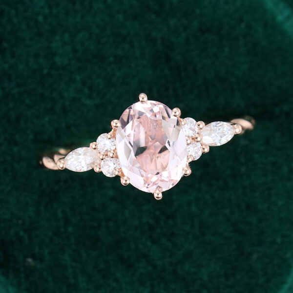 Oval Cut Morganite Engagement Ring Twisted Band Bridal Ring ...