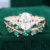 Oval Cut Moissanite Emerald Rose Gold Leaf Engagement Ring Set ...