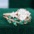 Oval Cut Moissanite Emerald Rose Gold Leaf Engagement Ring Set ...