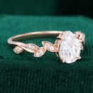 Pear Shaped Vintage Rose Gold Moissanite And Diamond Engagement Ring | MollyJewelryUS