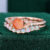 Rose Gold Round Cut Sunstone and Diamond Engagement Ring Set ...