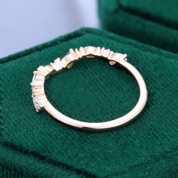 Patchwork Moss Agate & Moissanite Curved Wedding Band Stacking Ring | MollyJewelryUS