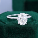 Oval Cut Moissanite Hidden Halo Solitaire Engagement Ring | MollyJewelryUS