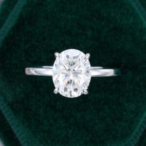 Oval Cut Moissanite Hidden Halo Solitaire Engagement Ring | MollyJewelryUS