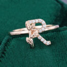 Foliage Signature - Nature Inspired Letter R Initial Ring - MollyJewelryUS