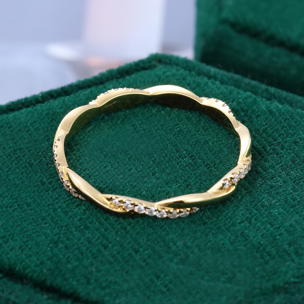 Twisted Design Diamond Wedding Band Delicated Eternity Promise Ring ...