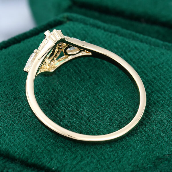 Unique Marquise Lab Emerald Engagement Ring Moissanite Accented Promise ...