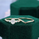 Oval Cut Lab Diamond Engagement Ring Set Minimalist Bridal Set - MollyJewelryUS