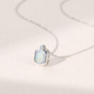Oval Cut Opal Necklace Bezel Solid Frame Pendant For Women - MollyJewelryUS