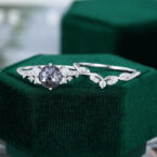 Snowdrift Round Cut Salt and Pepper Diamond Engagement Ring Cluster ...
