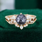 Snowdrift Round Cut Salt and Pepper Diamond Engagement Ring Cluster ...