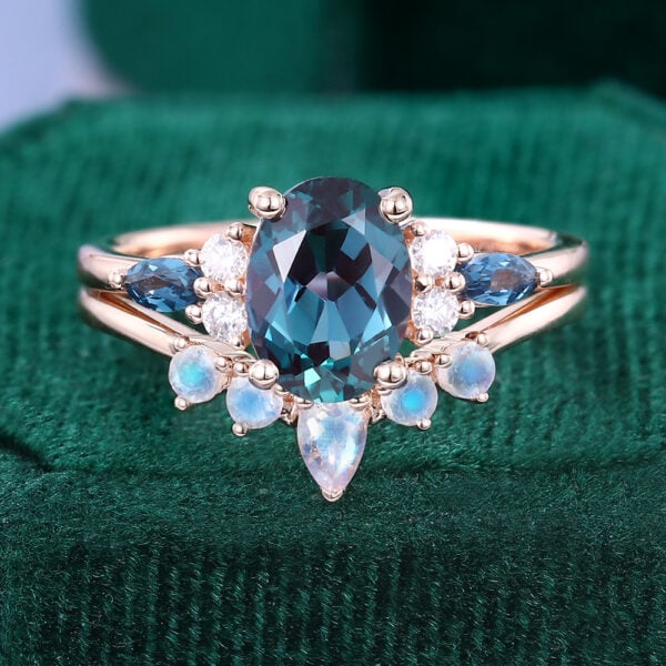 Alexandrite Engagement Ring Set