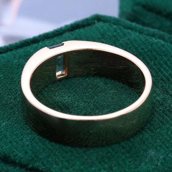 Moss Agate Men's Wedding Ring 5mm Flat Wedding Band - MollyJewelryUS