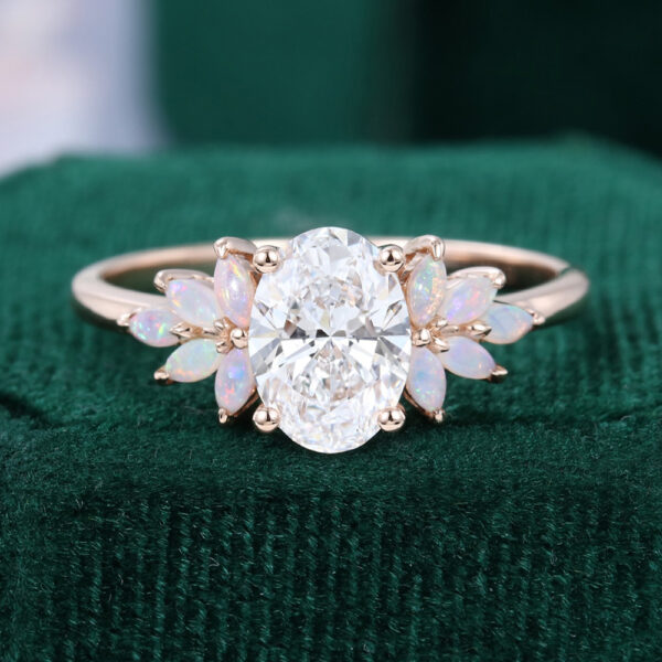 Diamond Engagement Ring With Opal Accents